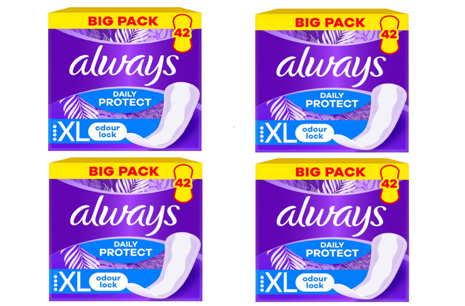 Always Dailies Extra Protect Panty Liners Extra Long 4X42, Odour Lock ...