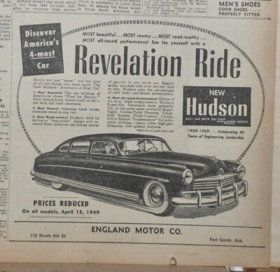 1949 newspaper ad for Hudson - Step-down Design wonderful advantages | eBay