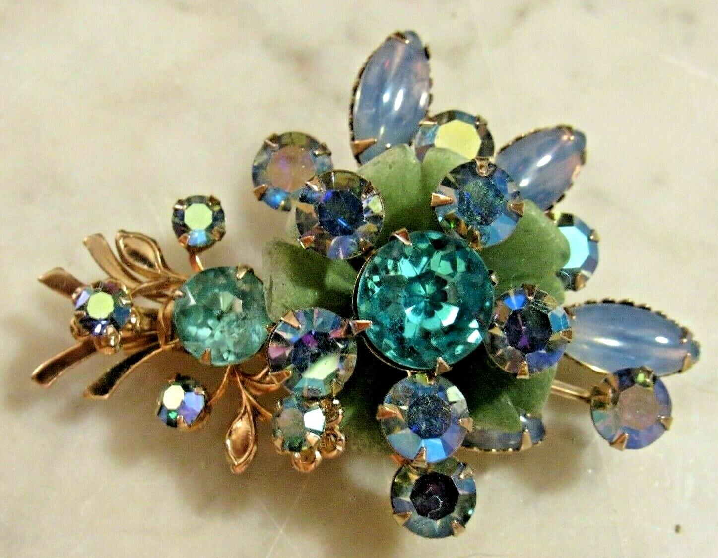 VINTAGE LAYERED BLUE MOONSTONE & AB & BLUE FACETED ST… - Gem