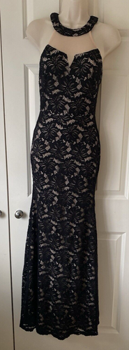 AX Paris Size UK 6 34 EU Long Lace Black Dress Halter Neck Party ...