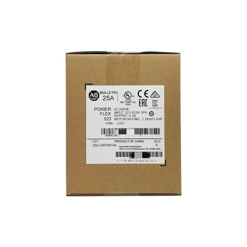 Allen-Bradley 25A-D6P0N104 PowerFlex 523 AC Drive 6A 3HP Factory Sealed ...