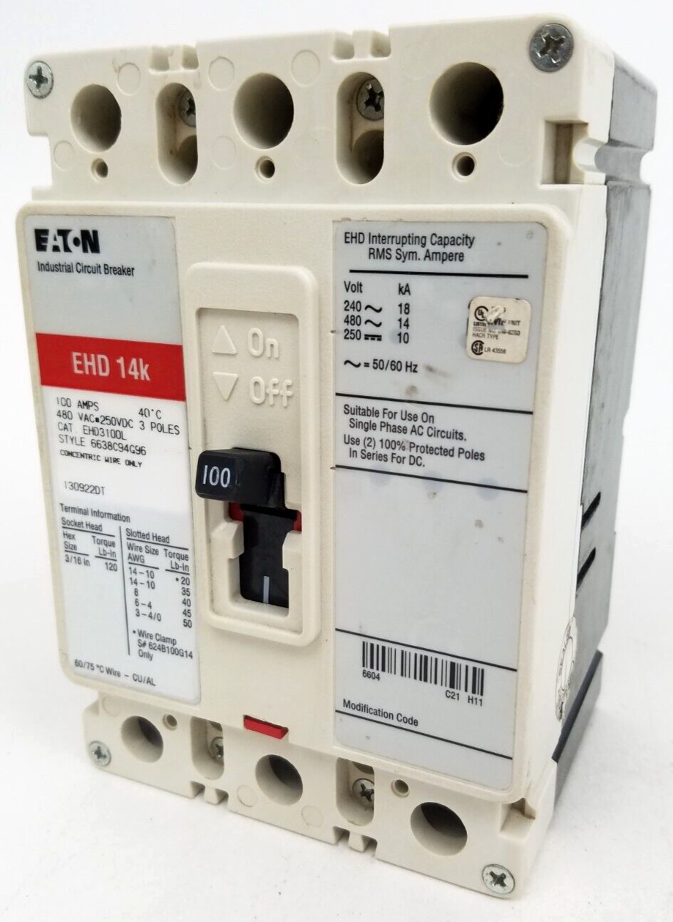 EHD3100L Eaton 100 Amp Circuit Breaker *NEXT DAY OPTION* NEW | eBay
