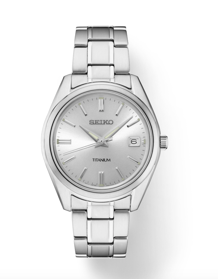 Seiko SUR369 Essentials Titanium Silver Dial 40 mm Date Quartz Men's ...