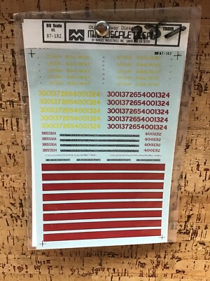 MICROSCALE DECAL HO SCALE 87-182: Utah Railway Diesels | eBay