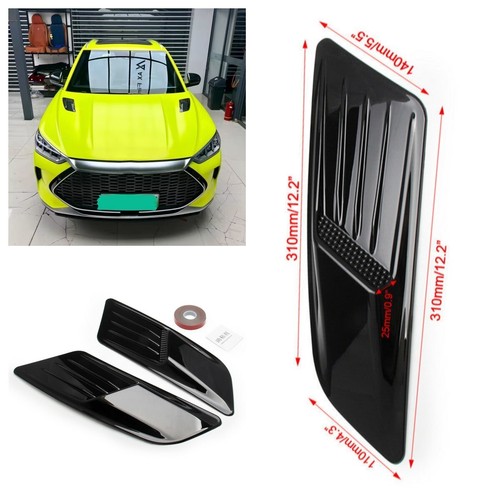 Black Air Flow Intake Hood Decorative Scoop Vent Bonnet Cover For ...