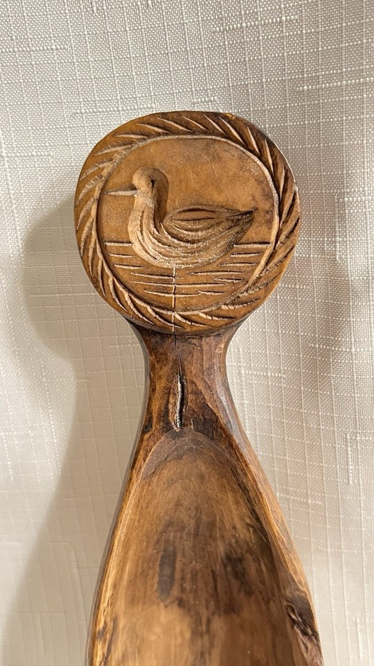 Rare Antique Primitive HC Bird Wood Butter Stamp Scoop Combination | eBay