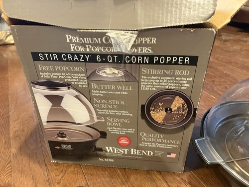 West Bend Stir Crazy 6 Quart Electric Popcorn Maker Corn Popper 82306 ...
