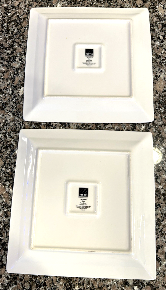 222 Fifth City Scene Black White Eiffel Tower Two Square Dinner Plates ...