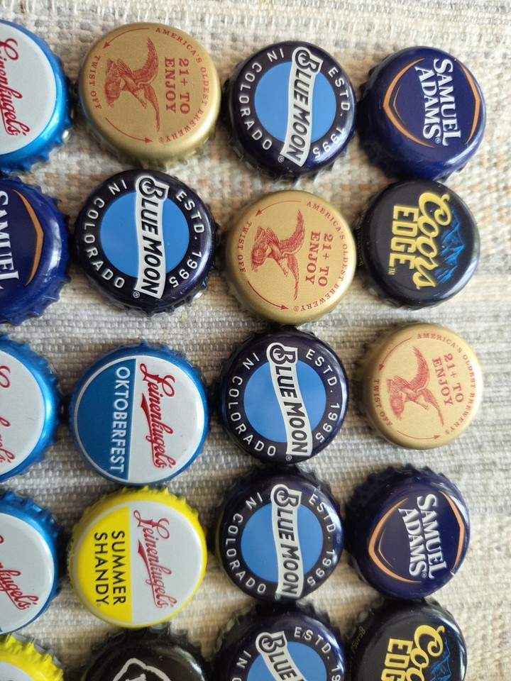 100 Beer Bottle Caps No Dents Many Brands Sam Adam's Yuingling ...