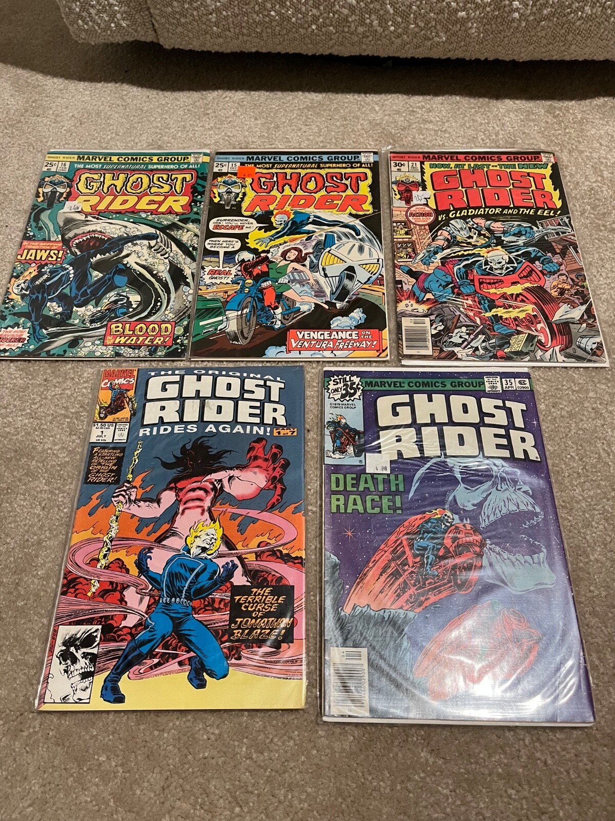 vintage Marvel Comics Ghost Rider 1976 and on Lot jaws gladiator death ...
