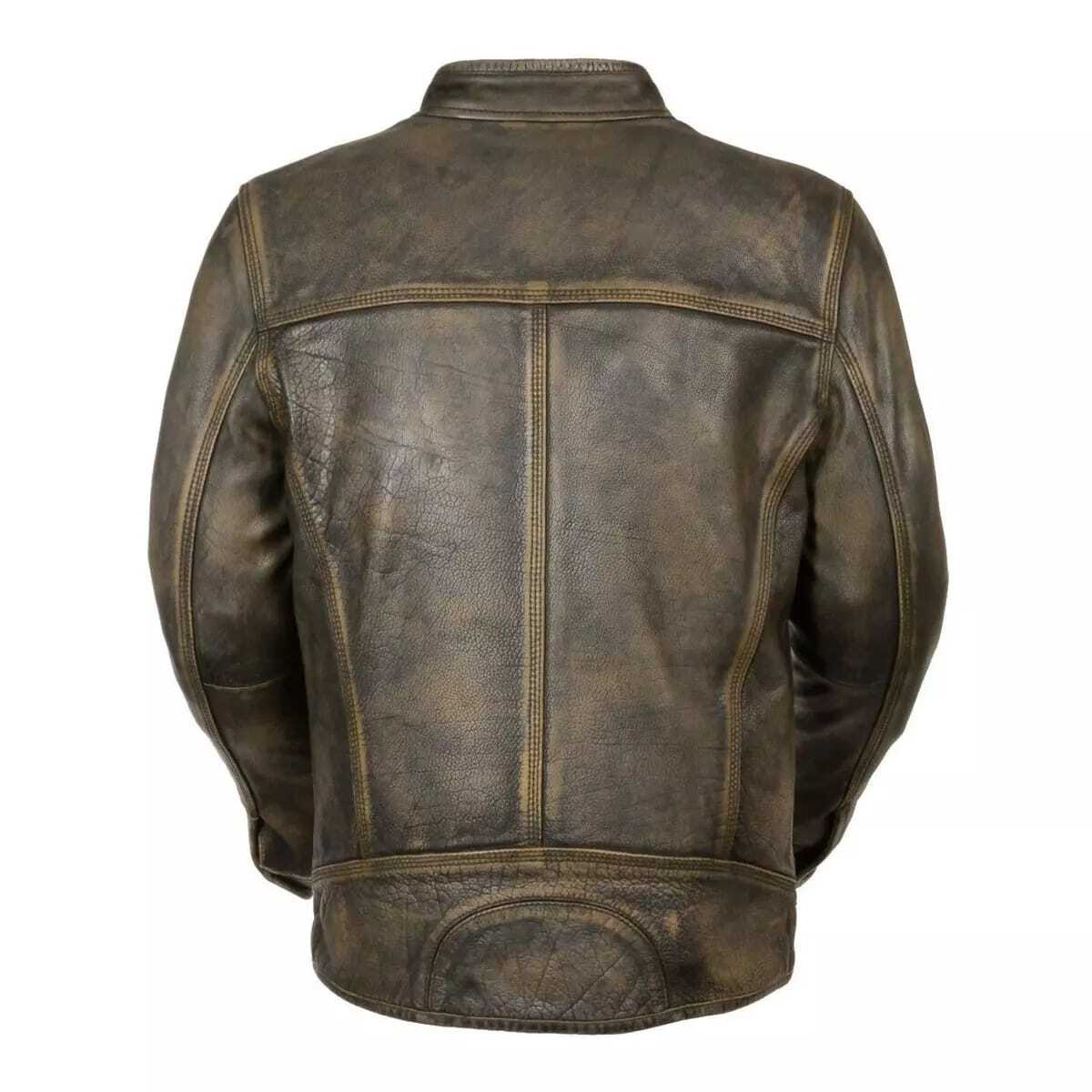 Custom Tailored Men’s Leather Jacket Genuine Cowhide Vintage Distressed ...