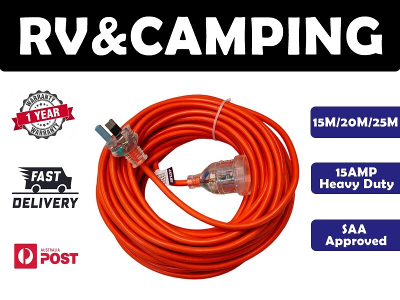 Caravan Extension Lead 15A Power Electric Cable Cord 15M/20M/20M for RV ...