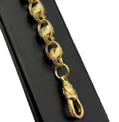 SOLID 9CT GOLD ON SILVER 9 INCH TULIP LINK BELCHER BRACELET ~9.6MM ...