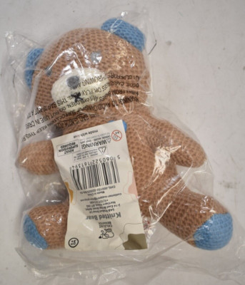 Childlike Behavior Knitted Bear Stuffed Animal Plush Brown/Light Blue ...