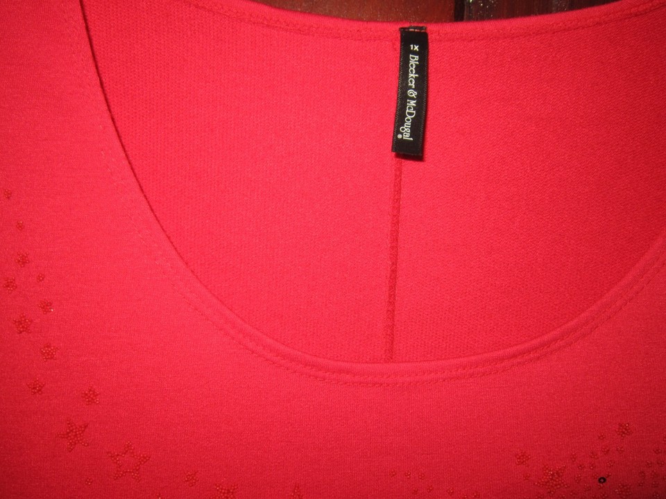 Bleeker & McDougal Plus 1X Knit Top Tunic Shirt Blouse Beaded Stars Red ...