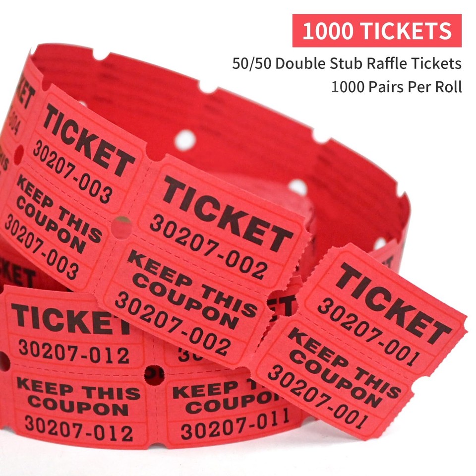 Raffle Tickets Double RollConsecutively Numbered50/50 Raffle Tickets ...