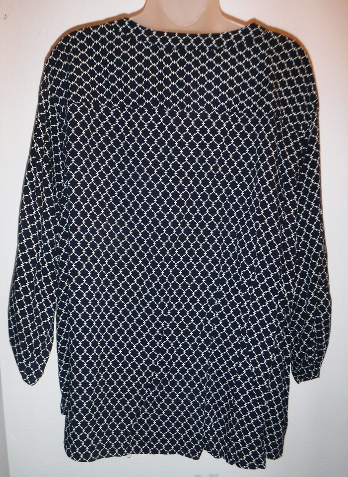 Basic Editions 3X navy print adjustable sleeve lightweight top | eBay