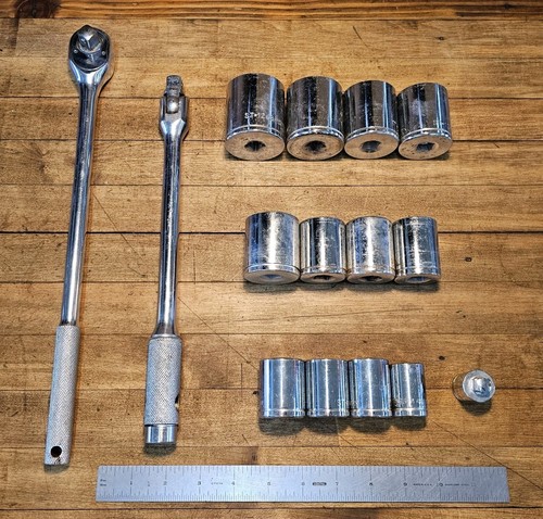 Vintage ARMSTRONG ARMALOY ½" Drive SAE Chrome 12-Point SOCKET SET •NICE ...