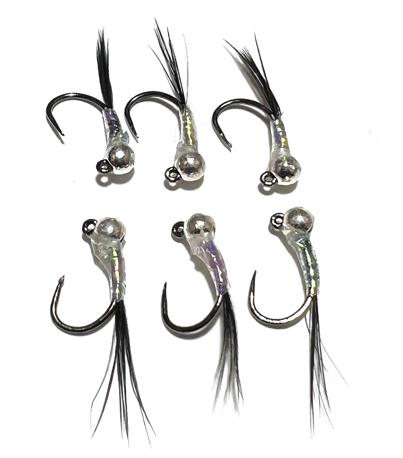 (6)- Tungsten Perdigon pearl Halo Jig Head Flies Trout Fishing Flies | eBay