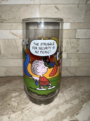 1968 CAMP SNOOPY PEANUTS MCDONALD'S DRINKING GLASS - THE STRUGGLE | eBay