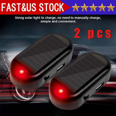 2× Car Alarm Warning Solar Flash LED Light Fake Security System Anti ...