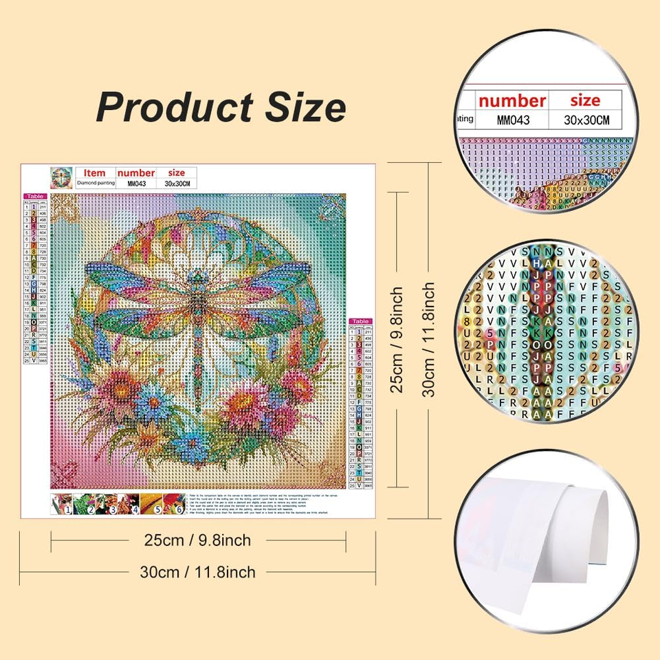 Diamond Painting Kits for Adults, Dragonfly round Full Drill Diamond ...