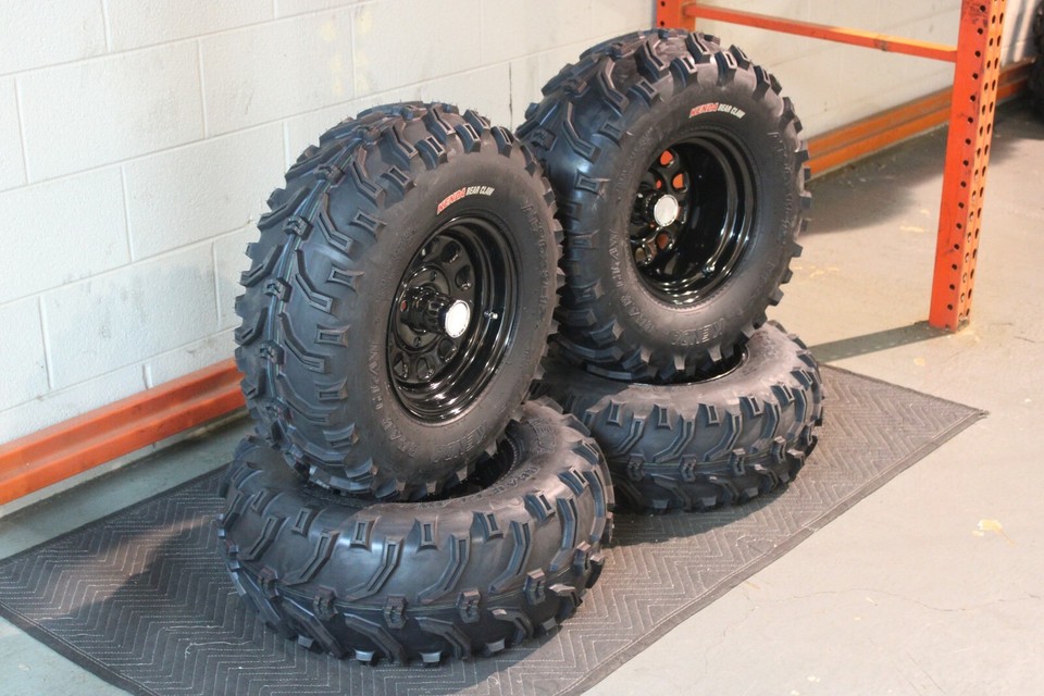 YAMAHA WOLVERINE 350 26" BEAR CLAW ATV TIRE & ITP BLACK ATV WHEEL KIT ...