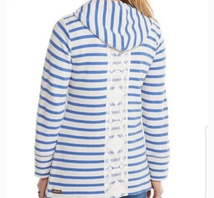 Matilda Jane Blue Stripe Midway Hooded Open Cardigan Large | eBay