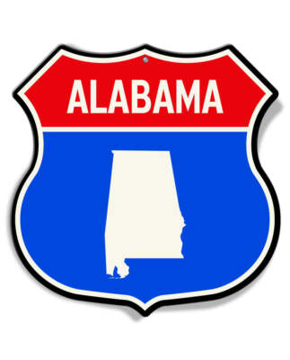 State of Alabama Interstate - Shield Shape - Aluminum Sign - Made in ...
