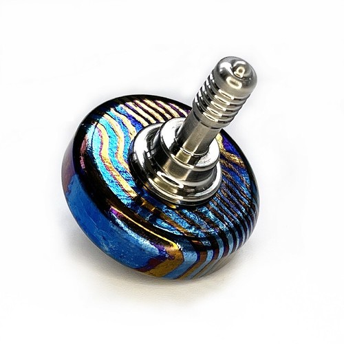 Titanium Damascus Spinning Top Multicolor EDC Desktop Fidget Toy High ...