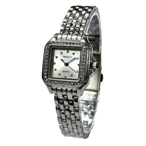 GREALY Women's Watch Luxury Classic Retro Square Waterproof Diamond ...