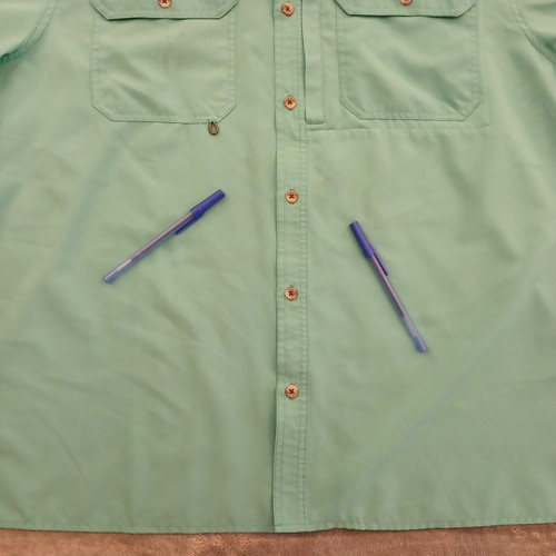 Eddie Bauer Shirt Mens XXL Light Green Short Sleeve Button Up ...