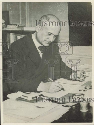 1937 Press Photo French Musician Jacques Ibert Works in Office ...