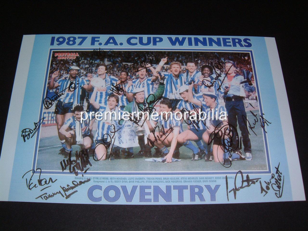 COVENTRY CITY FC 1987 FA CUP FINAL SIGNED PRE-PRINT KEITH HOUCHEN ...
