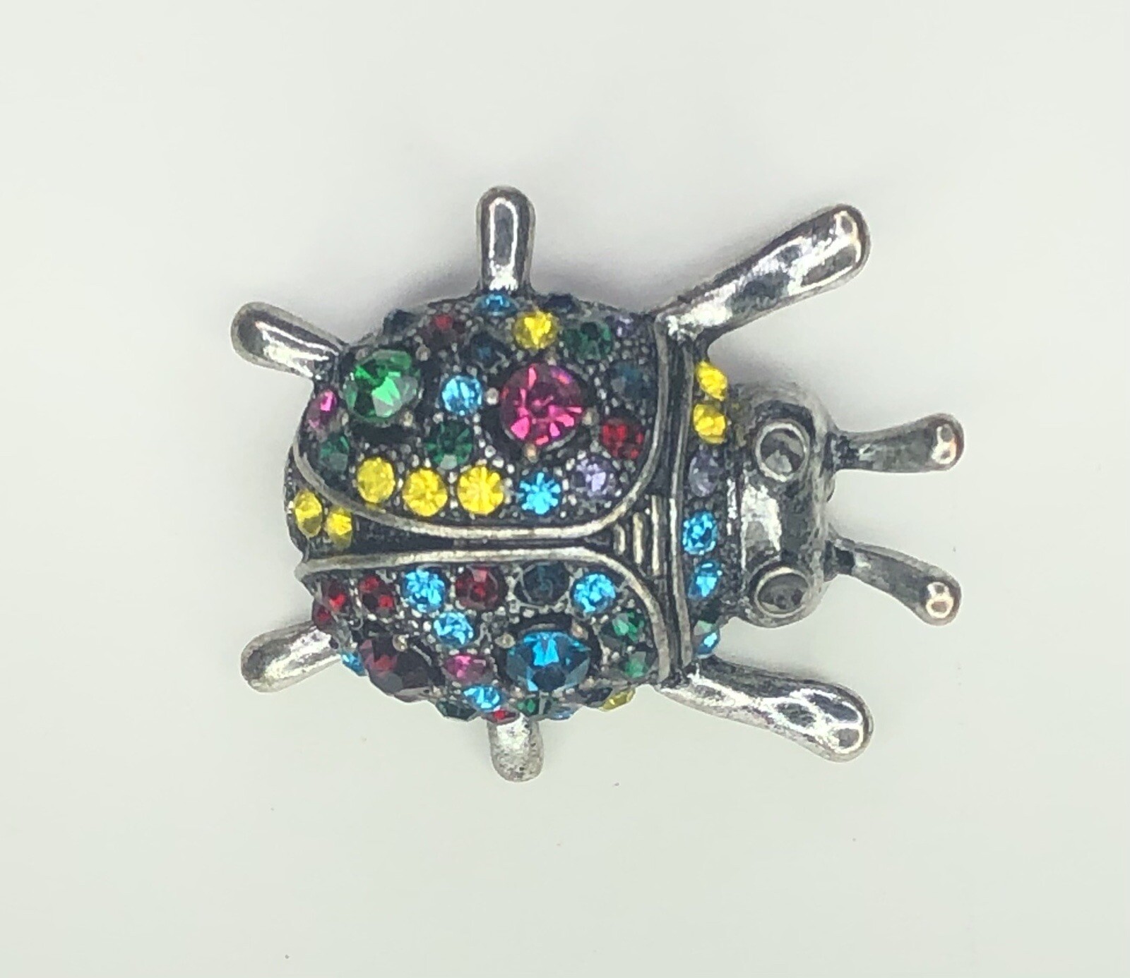 Vintage Ladybug Brooch Multicolor Rhinestone Beetle P… - Gem
