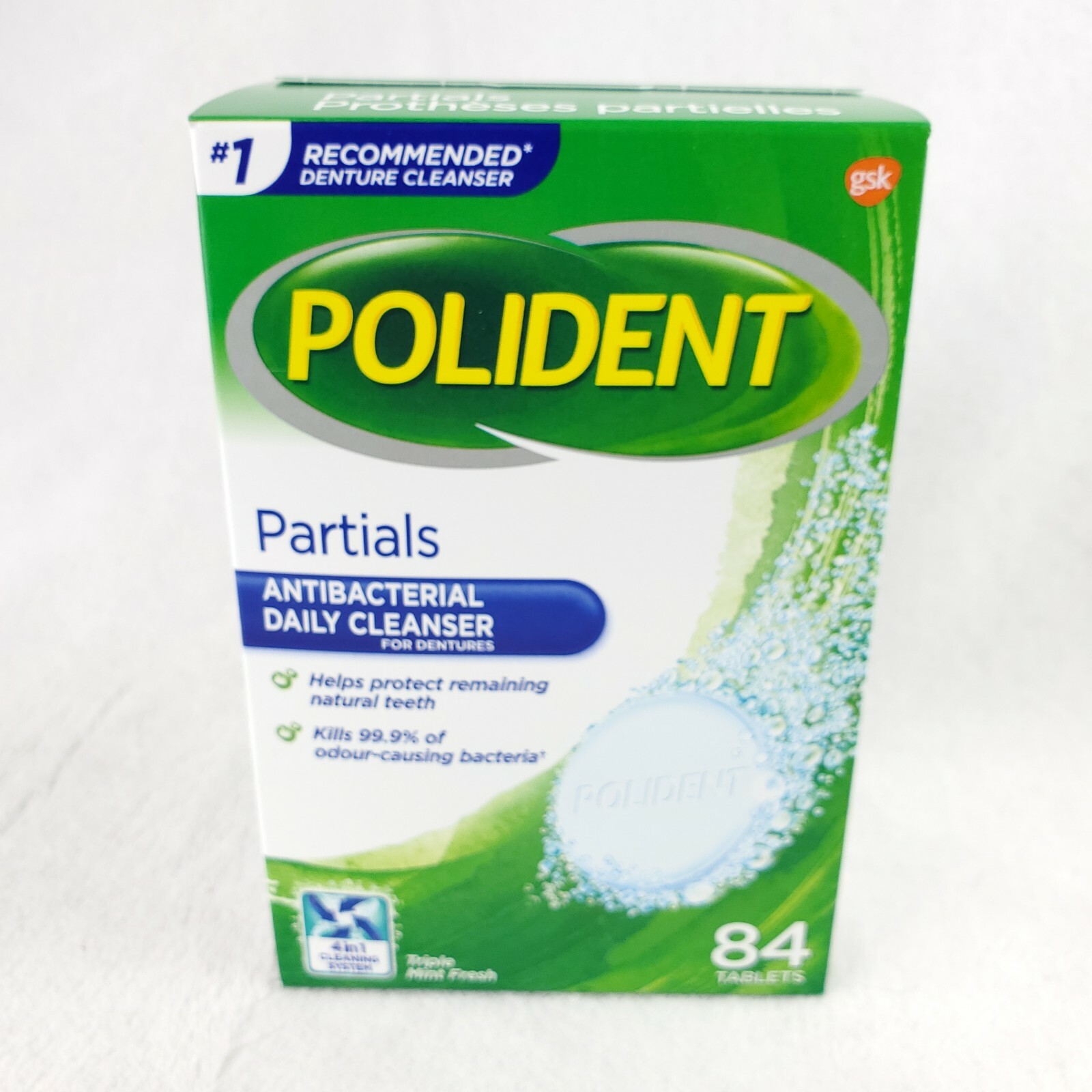 84 Tabs Polident for Partials Daily Cleanser Triple Mint Fresh ...