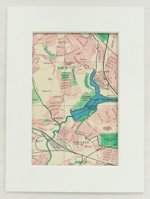 Vintage 1940s London Map - Mounted - Colour - North West, Kingsbury ...