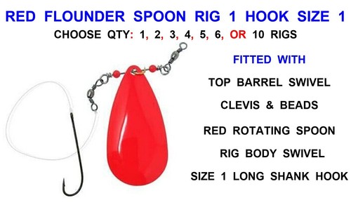 FLOUNDER SPOON RIG SIZE 1 HOOK DAB PLAICE FLATFISH FLATTY FLATTIE ...