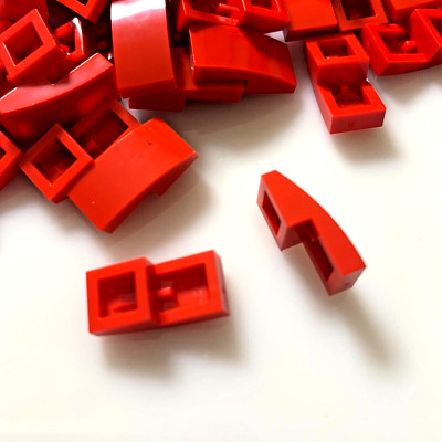 75 per lot NEW LEGO Bright Red PLATE W. BOW 1X2X2/3 (11477/6029946 ...