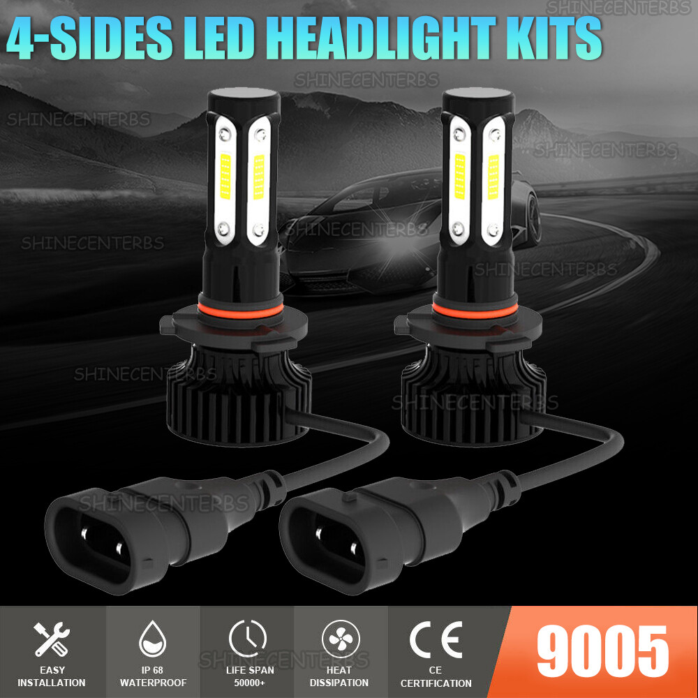 9005 4 Side LED Headlight Kit High Beam Bulbs Super Bright 6000K White ...