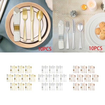 40 Pieces Pre Rolled Party Silverware Set Wrapped Flatware Dinner ...