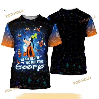 Never Too Old For Goofy Blue Orange Ombre Disney Cartoon Shirt 3D | eBay