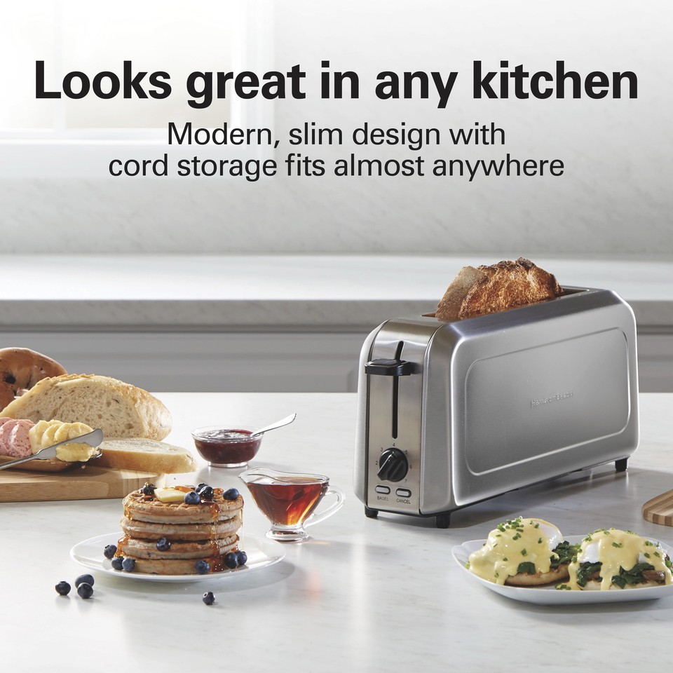 Long-Slot Toaster, 2 Slice Capacity, Slim Design, Stainless Steel ...