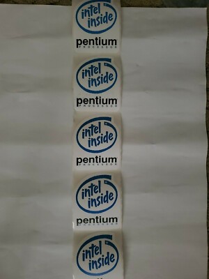 Vintage Lot of 10 pc Giant Blue Intel inside Pentium stickers approx 13 ...