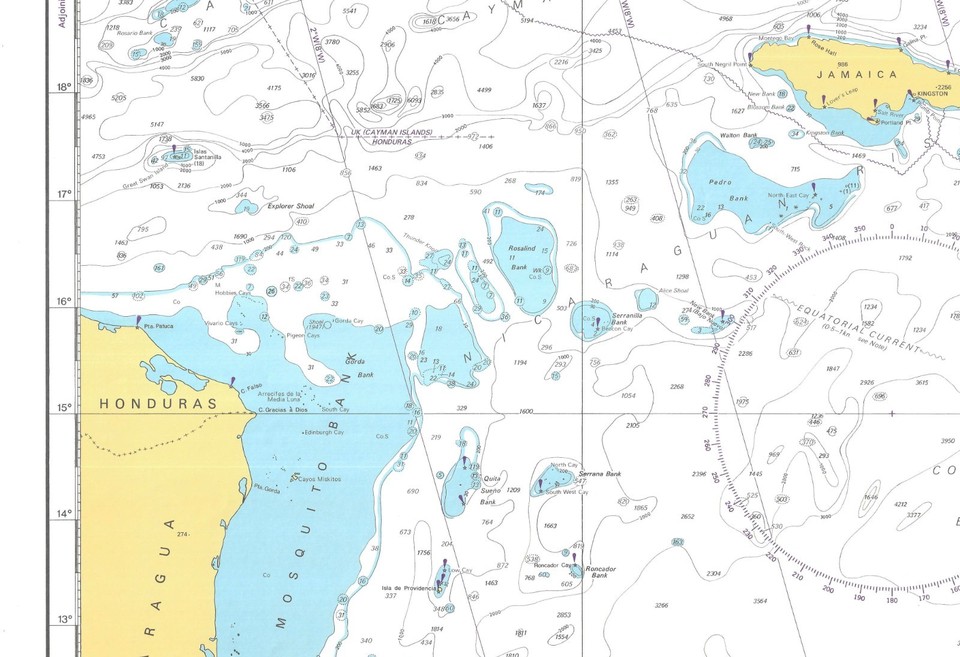 4402 North Atlantic Ocean Caribbean Sea Chart Map Maritime Marine Wall ...