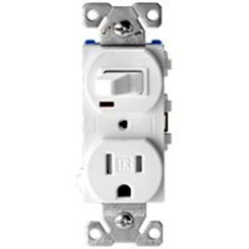 Cooper Wiring TR274W 3-Wire Toggle Combination Switch/Receptacle, 15 ...