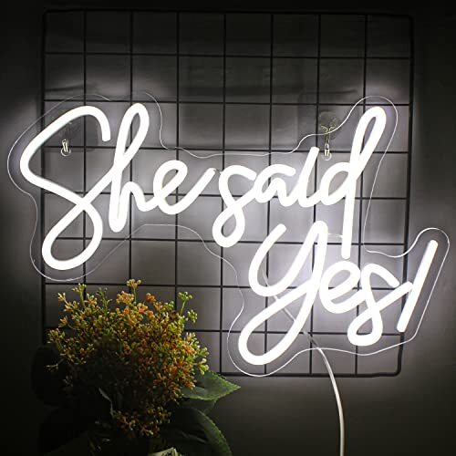 She Said Yes Neon Sign Cold White Wedding Word Neon Lights for Proposal ...