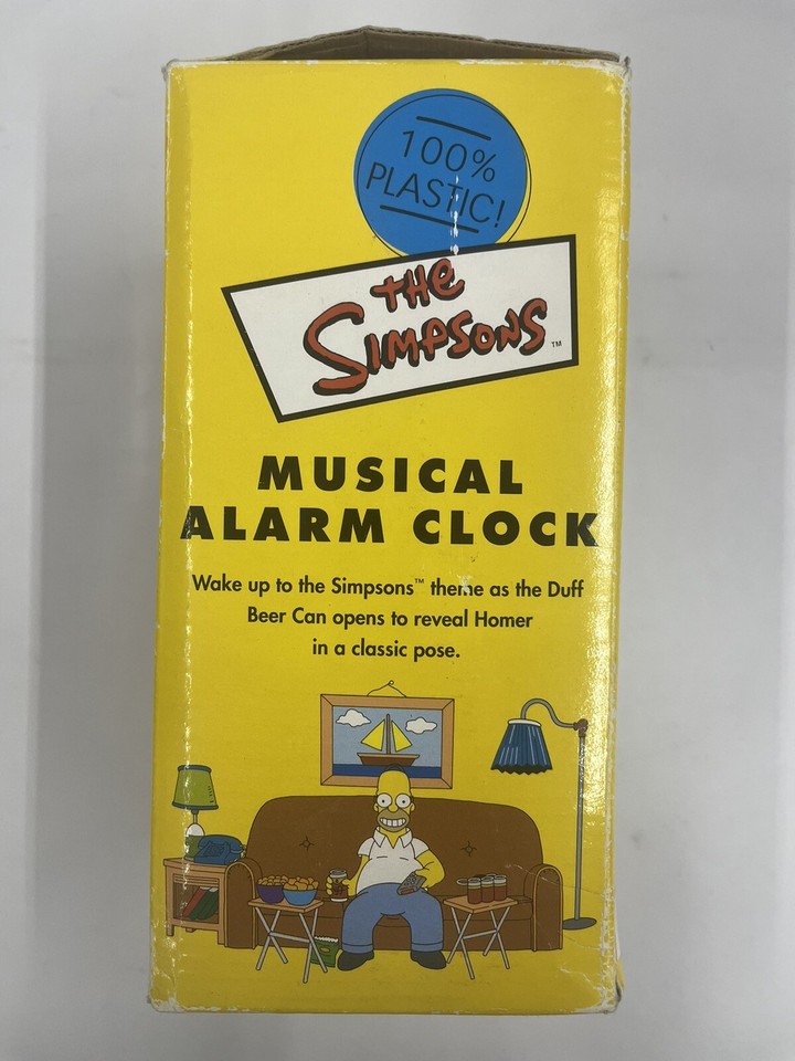 RARE VINTAGE SIMPSONS HOMER DUFF BEER CAN MUSICAL ALARM CLOCK 1999 MINT ...