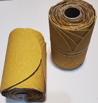 100pc Roll 5" GOLD PSA Stick On Sanding DISC 60 GRIT P60 da sand paper ...