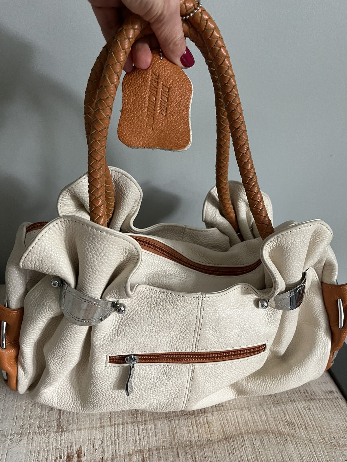 Didier Beauchamps Ivory/ brown Leather Shoulder Bag | eBay